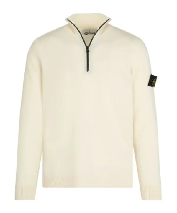 Stone Island Quarter Zip Knit Pullover - Ivory