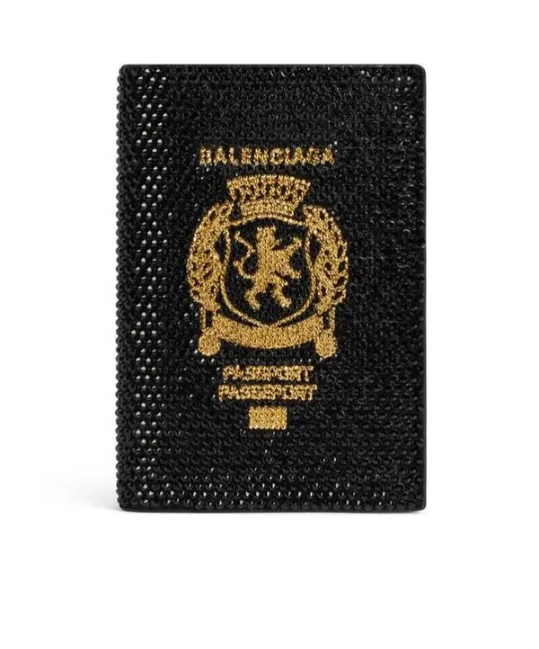 Balenciaga Passport Holder With Rhinestones - Black