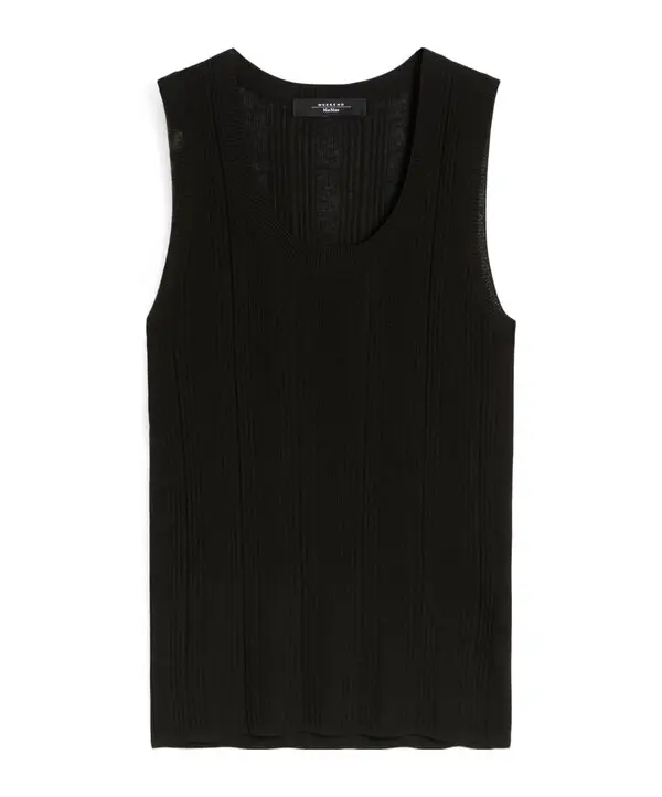 Max Mara Sleeveless Ribbed Knit Top - Black