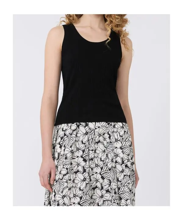 Max Mara Sleeveless Ribbed Knit Top - Black
