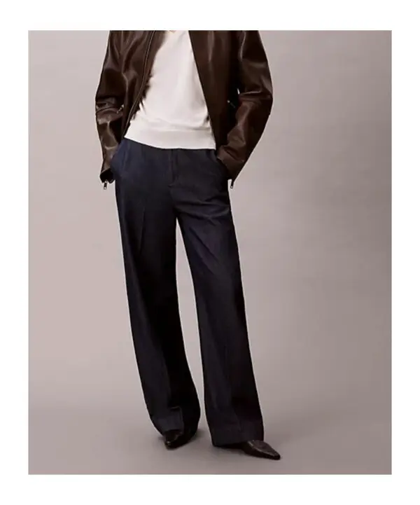 Calvin Klein Straight-leg Pleated Trousers - Black