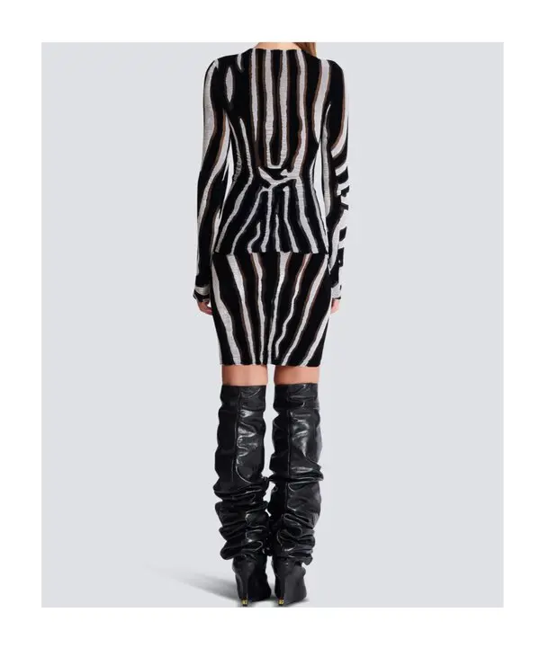 Balmain Zebra-print Velvet Bodycon Top