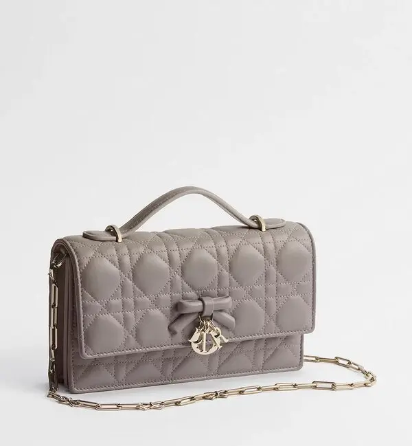 Dior Quilted Flap Crossbody Bag With Bow Detail