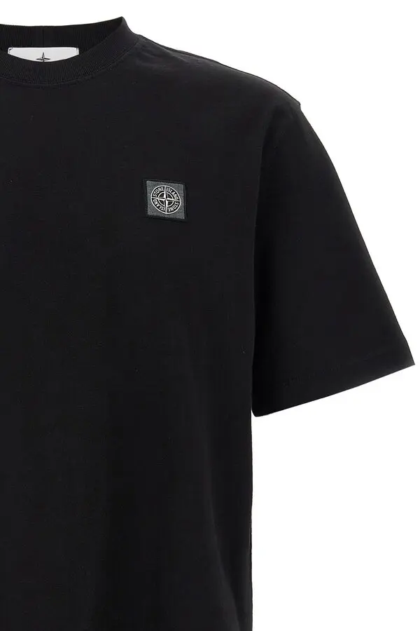 Stone Island Logo Patch Crewneck T-shirt - Black