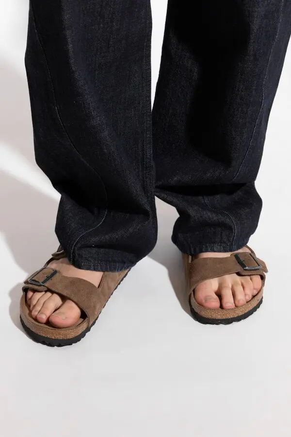 BIRKENSTOCK Arizona Soft Footbed Leather Sandals With Adjustable Straps - Brown