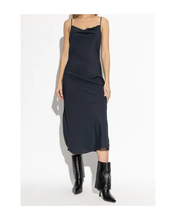 ALLSAINTS Hadley Slip Dress With Draped Neckline - Navy Blue