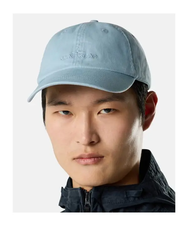 Stone Island Embroidered Logo Baseball Cap - Dusty Blue