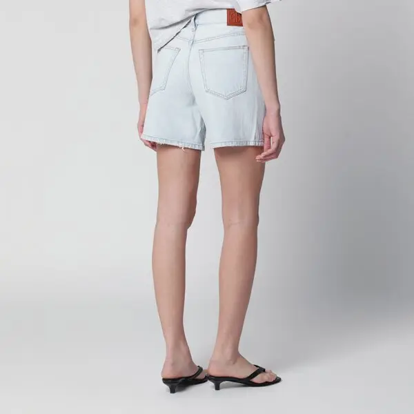 ANINE BING Delaney High-waisted Frayed-edge Denim Shorts - Bright Blue