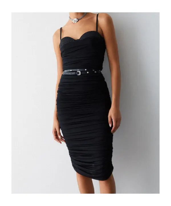 Liu Jo Sleeveless Bustier Midi Dress With Rhinestone Embellishments