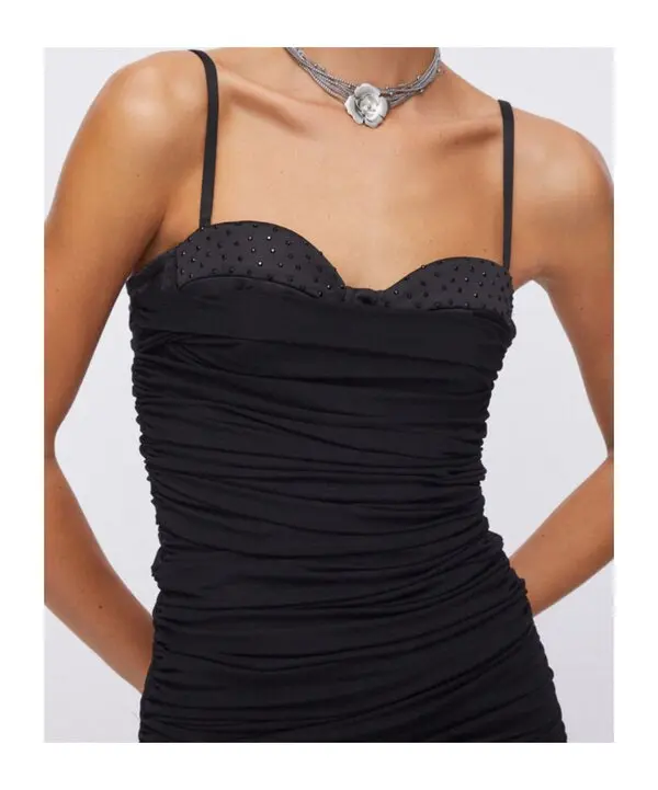 Liu Jo Sleeveless Bustier Midi Dress With Rhinestone Embellishments