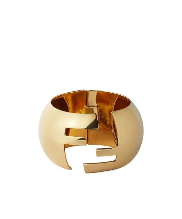 Fendi Gold-finish Metal Bracelet With Sphera Cut-out Motif - Golden
