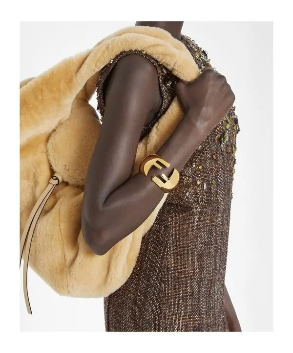 Fendi Gold-finish Metal Bracelet With Sphera Cut-out Motif