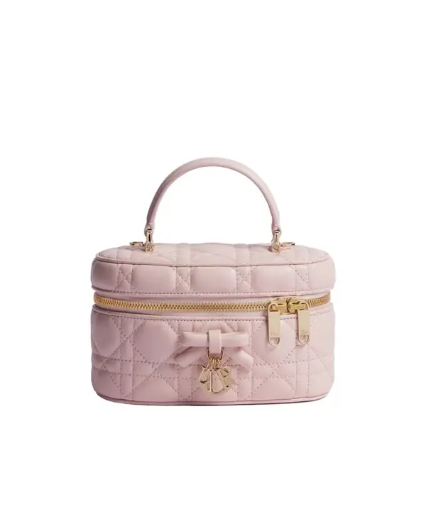 Dior Quilted Cosmetic Vanity Case With Bow Charm