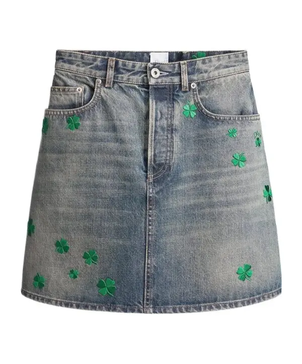 Dior Embroidered Clover Mini Skirt