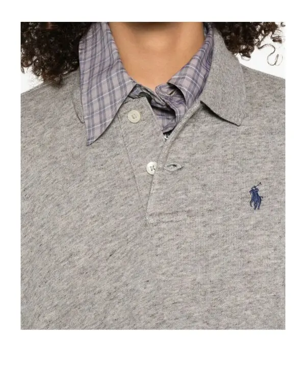 Polo Ralph Lauren Logo Embroidered Long Sleeve Polo Shirt - Gray
