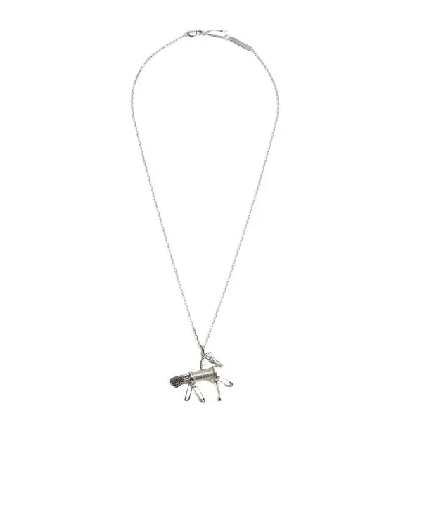 Dior Couture Charms Horse Pendant Necklace - Silver