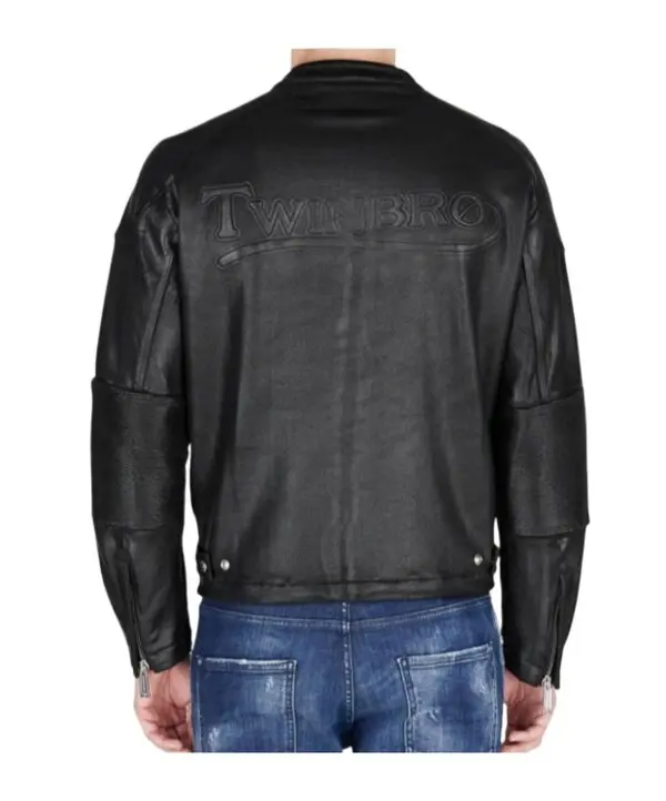 Dsquared2 Zipped Biker Jacket With 'twinbro' Print