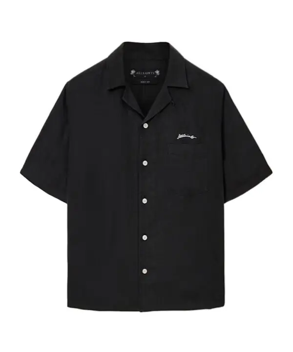 ALLSAINTS Wilder Logo-embroidery Short-sleeve Shirt - Black