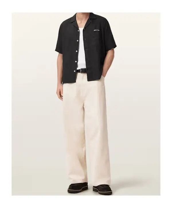 ALLSAINTS Wilder Logo-embroidery Short-sleeve Shirt - Black