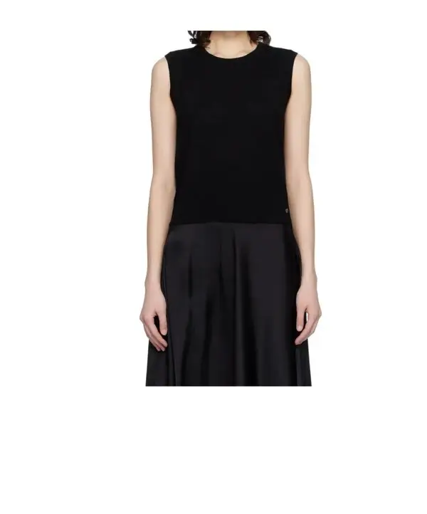 ANINE BING Sleeveless Round Neck Fine Knit Top