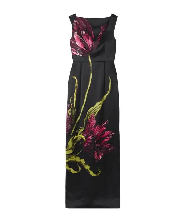 Erdem Printed Satin Maxi Dress