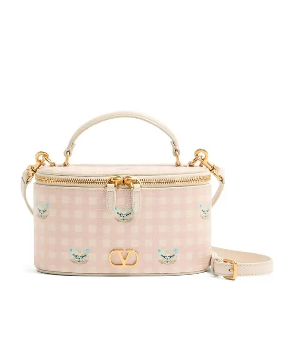 Valentino Garavani Vlogo Signature Mini Vanity Case In Grainy Calfskin - Pink