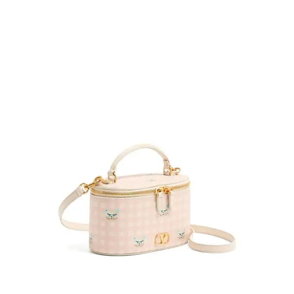 Valentino Garavani Vlogo Signature Mini Vanity Case In Grainy Calfskin - Pink