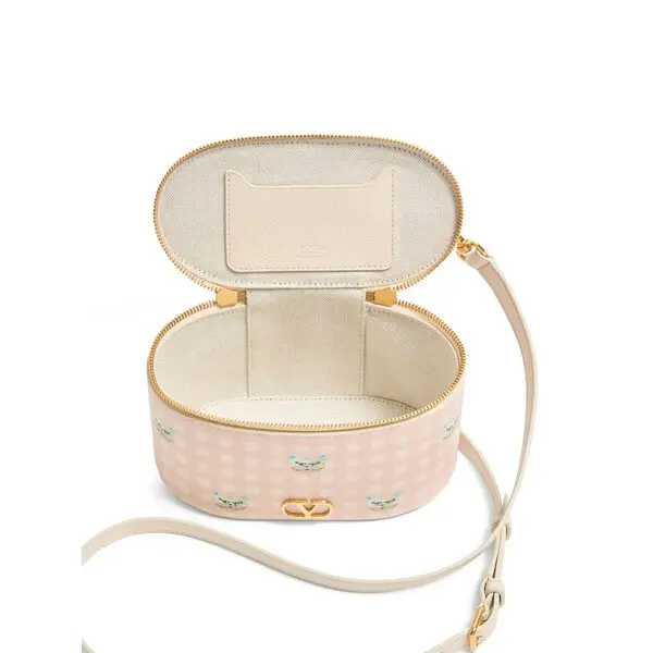 Valentino Garavani Vlogo Signature Mini Vanity Case In Grainy Calfskin - Pink