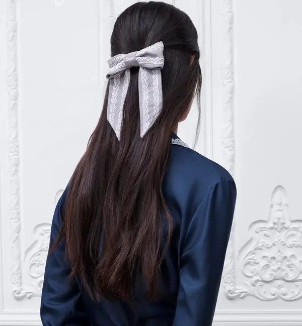 Dior Embroidered Twist Bow Hair Clip