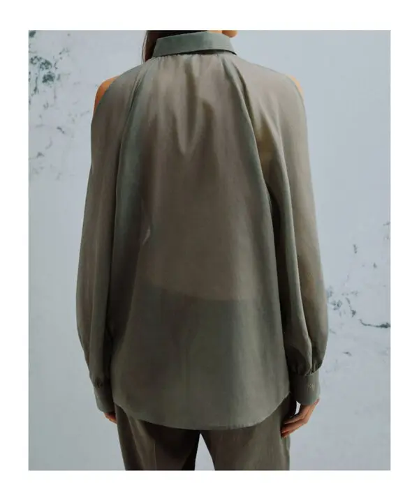 Marella Cotton And Silk Muslin Shirt With Gathered Cuffs