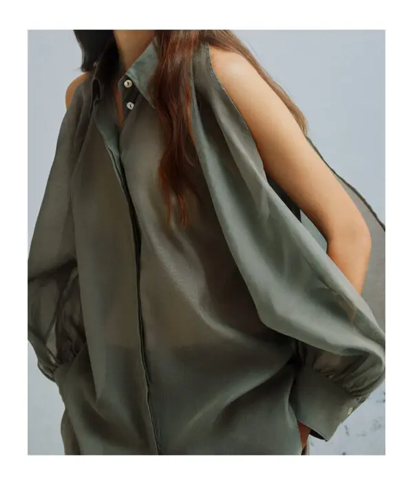 Marella Cotton And Silk Muslin Shirt With Gathered Cuffs