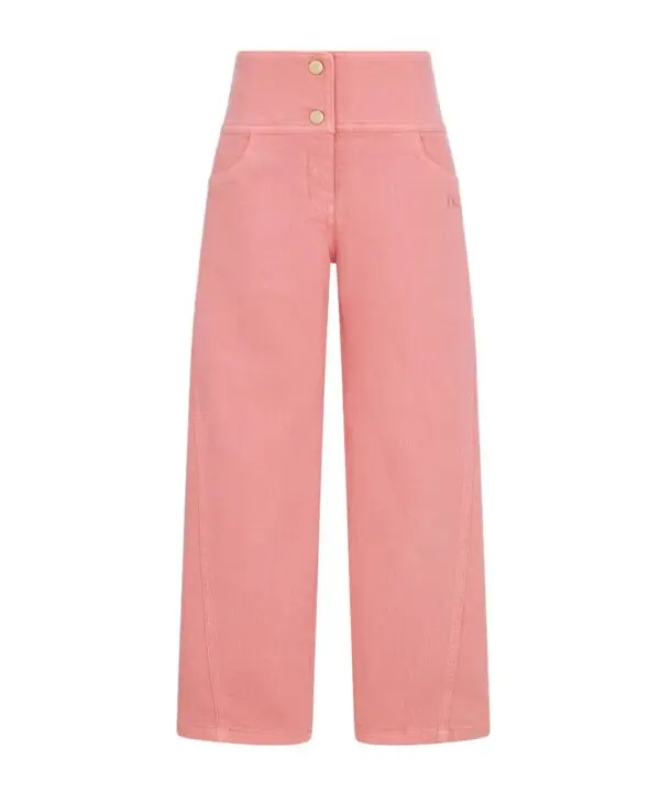 Dior High-waisted Wide-leg Pants With Snap Button Detail - Pink