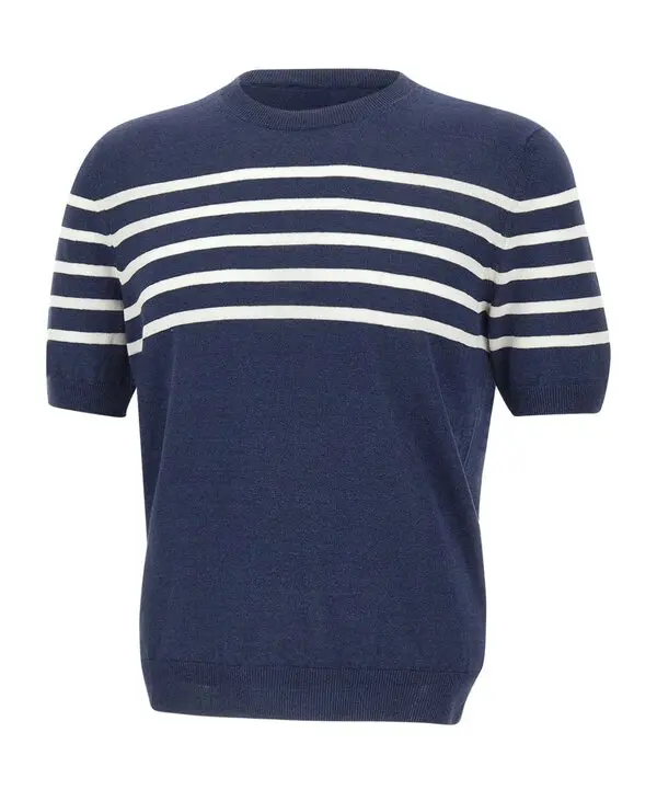 GRAN SASSO Striped Short-sleeve Sweater
