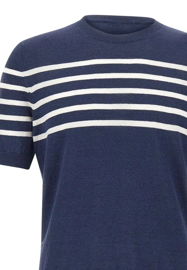 GRAN SASSO Striped Short-sleeve Sweater