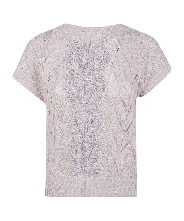 D.exterior Open Knit Boat Neck Sweater