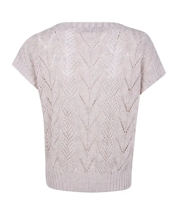 D.exterior Open Knit Boat Neck Sweater