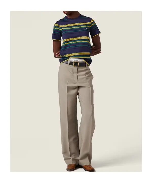 Miu Miu Short Sleeve Striped T-shirt - Blue/bottle