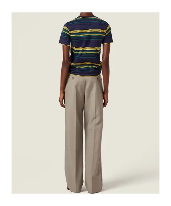 Miu Miu Short Sleeve Striped T-shirt - Blue/bottle