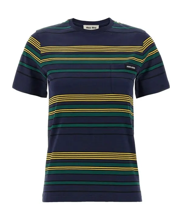 Miu Miu Short Sleeve Striped T-shirt - No