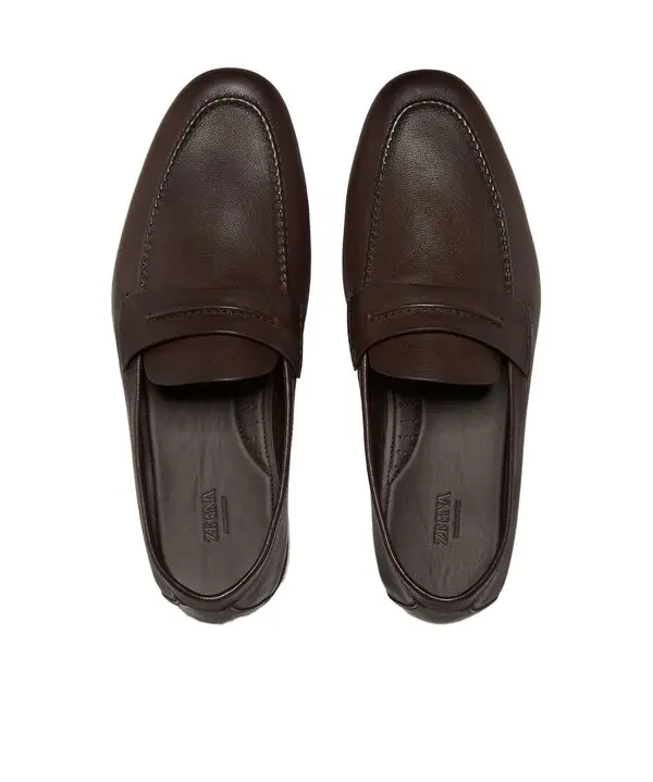 Zegna Penny Leather Loafers