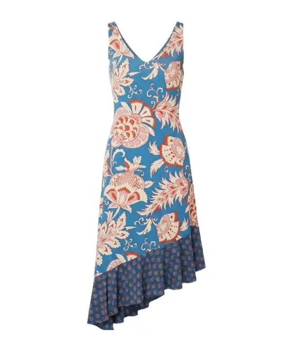 Etro Floral Print Ruffled Midi Dress - Blue