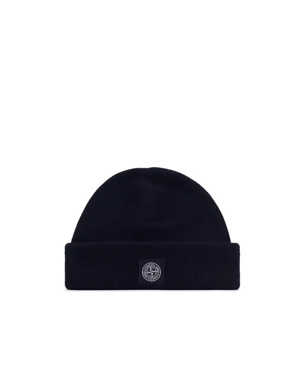 Stone Island Compass Logo Patch Beanie - Navy