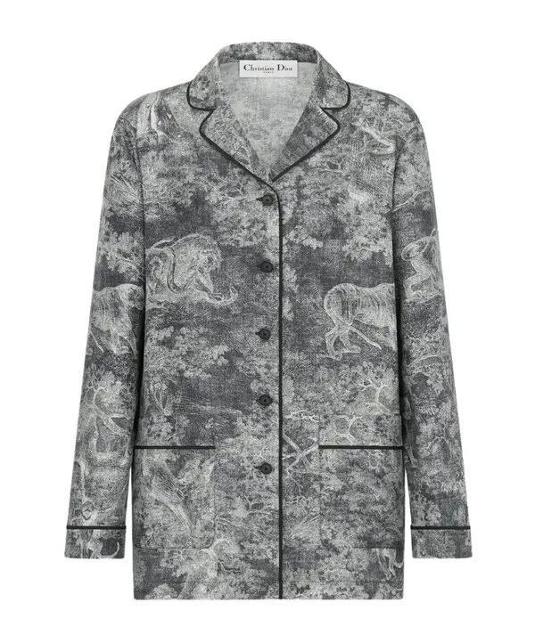 Dior Graphic Print Lapel Collar Shirt