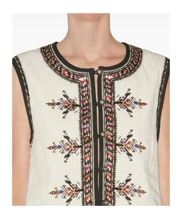 Isabel Marant Étoile Sleeveless Geometric Embroidered Gilet