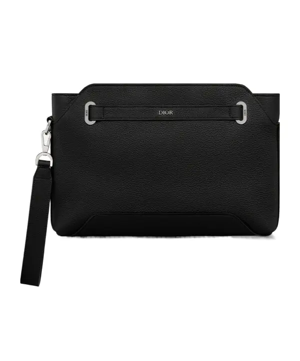 Dior Normandie A5 Triangle Pouch With Calfskin Wrist Strap - Black