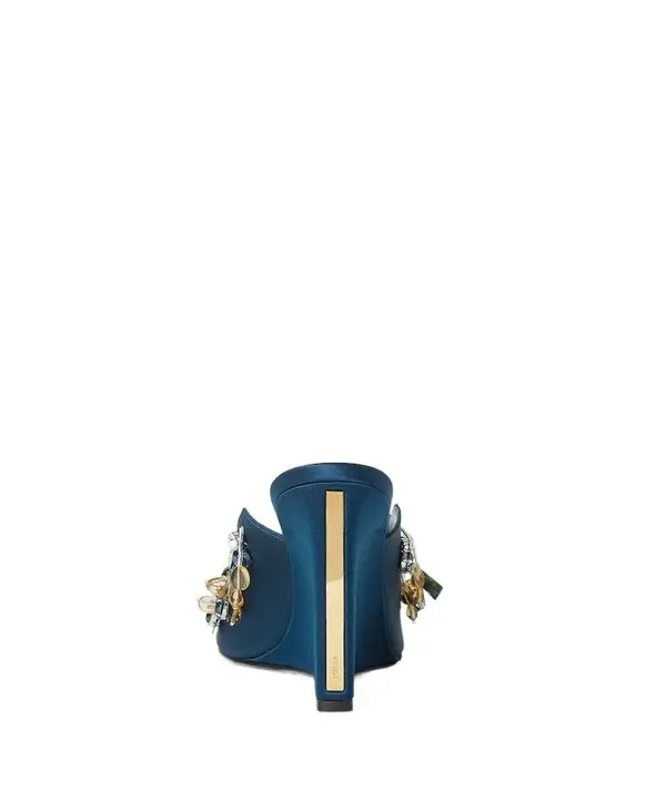 Fendi Embellished Fabric Wedge Sandals