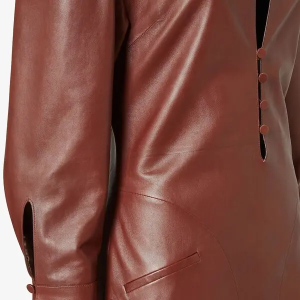 Fendi Midi Leather Dress With V-neck