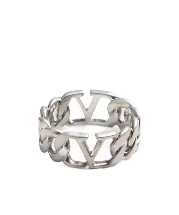 Valentino Garavani Vlogo Signature Metal Ring - White