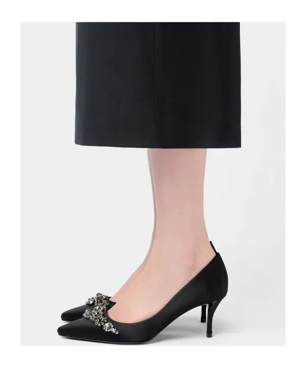 ROGER VIVIER Efflorescence Pumps In Satin With Embellished Buckle
