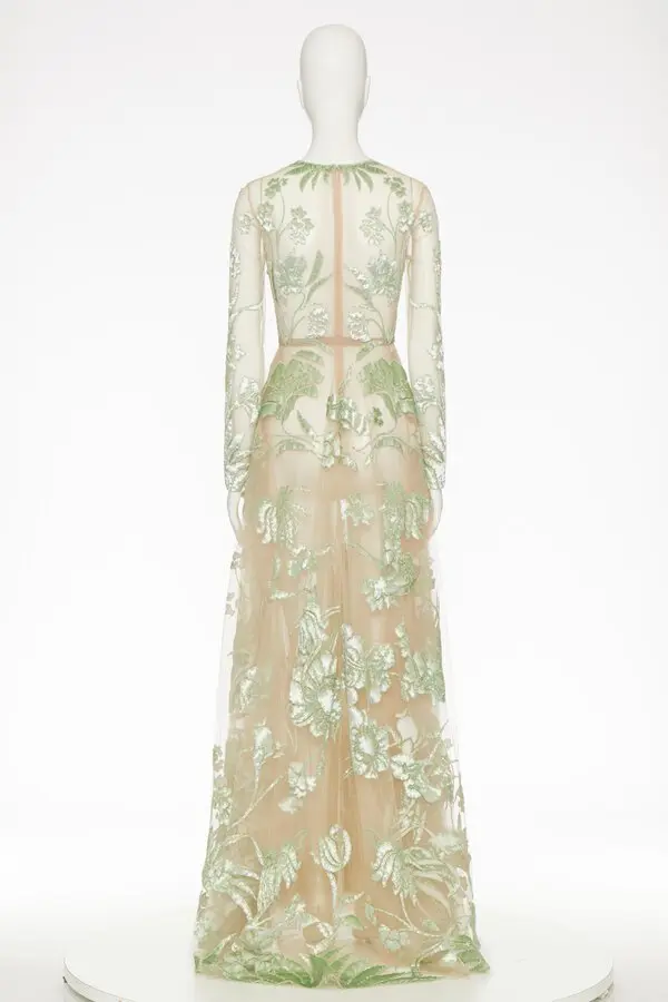 Valentino Garavani Long-sleeved Embroidered Gown